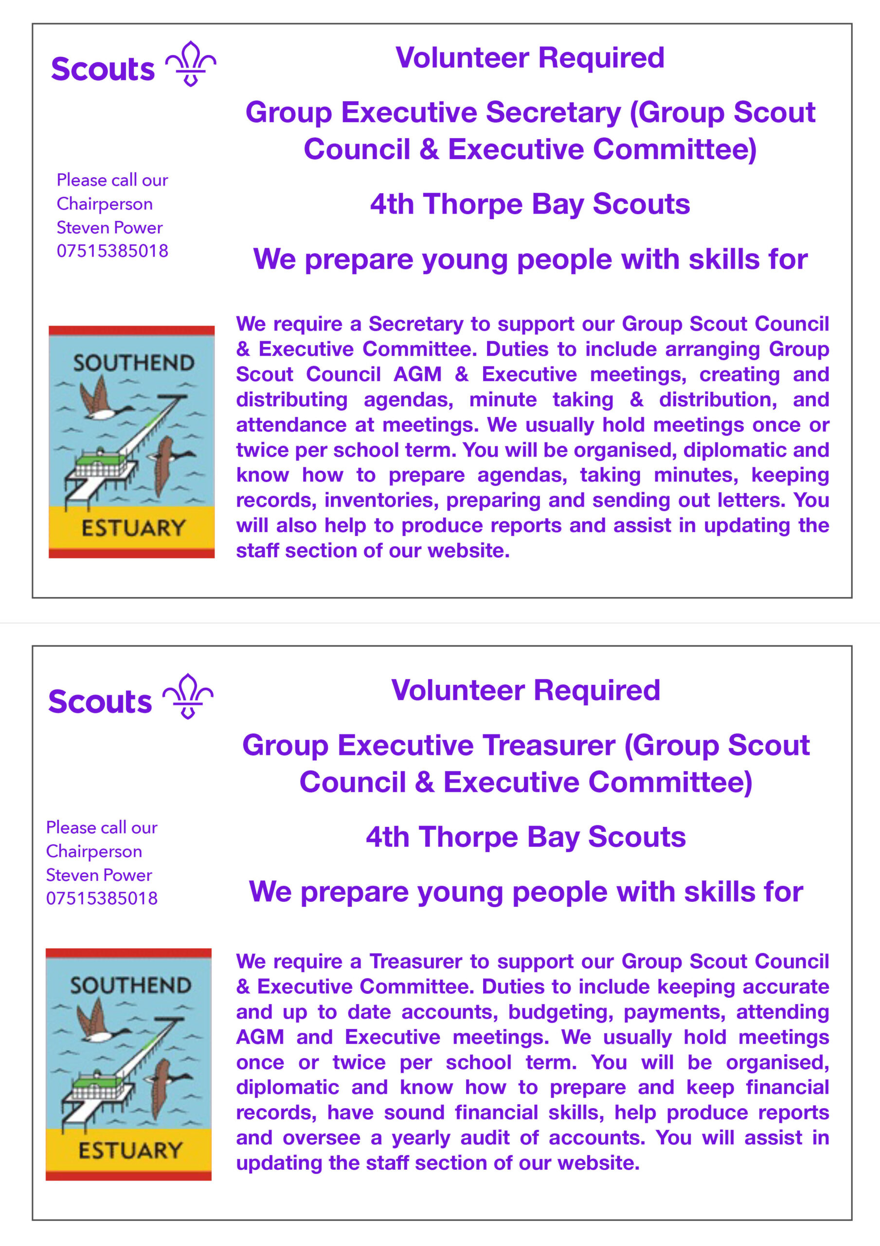 Executive Posts | 4th Thorpe Bay Scout Group & Patriot ESU
